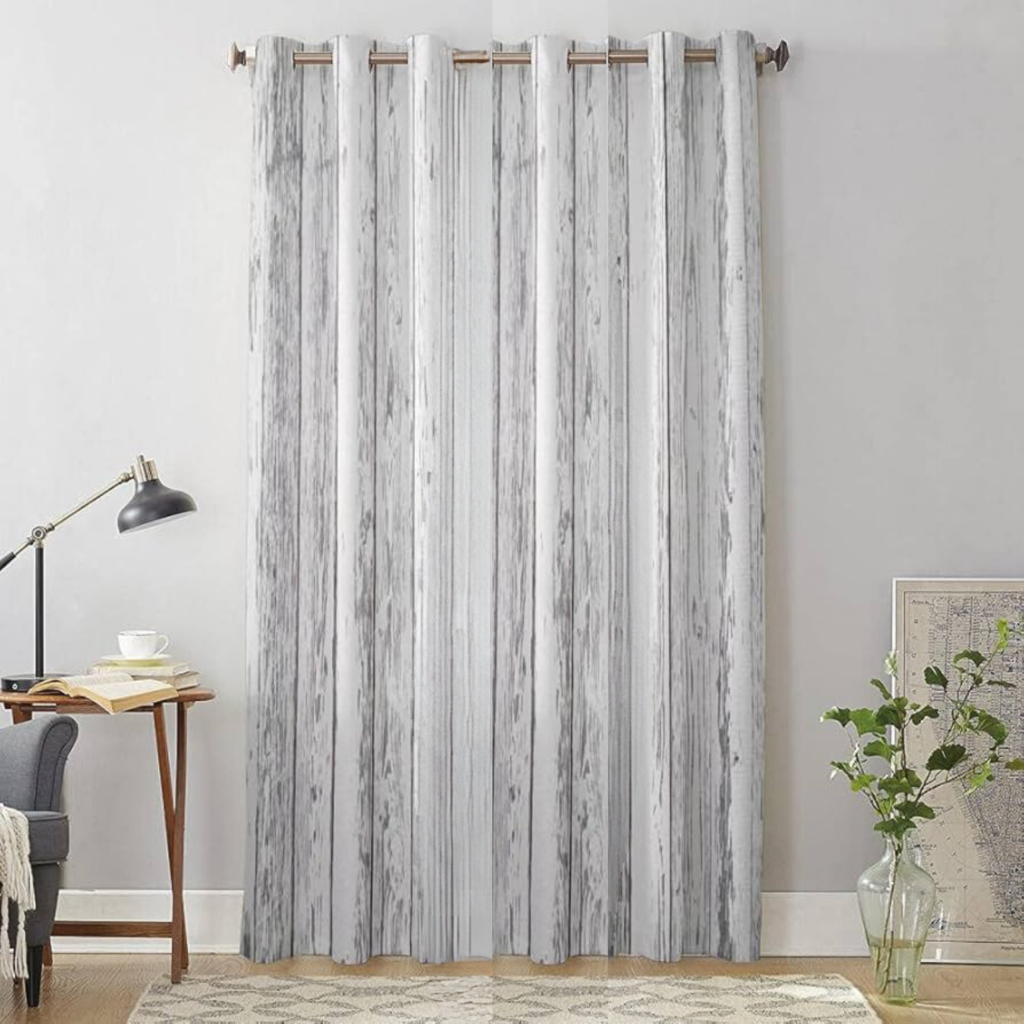 Contemporary Printed Woodlook Curtains Set of 2 | Door and Window ...